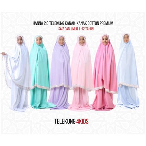 Telekung Cotton Budak Hana Lace 1 Tahun Hingga 12 Tahun Shopee Malaysia
