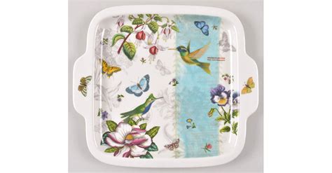 Botanic Hummingbird Square Handled Cake Plate By Portmeirion
