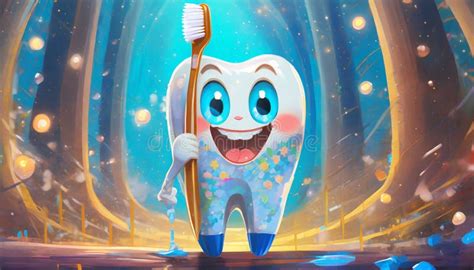 Cheerful Tooth With A Toothbrush Stock Illustration Illustration Of