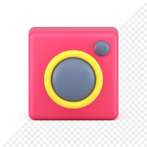 사진 카메라 3d 아이콘 렌즈와 버튼이 있는 체적 핑크 가제트 프리미엄 Psd 파일