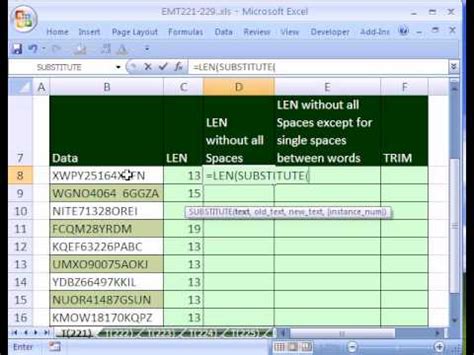 Excel Magic Trick LEN Function Counts Spaces YouTube