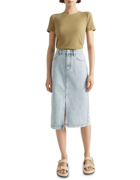 Seed Heritage Denim Midi Split Front Skirt Myer