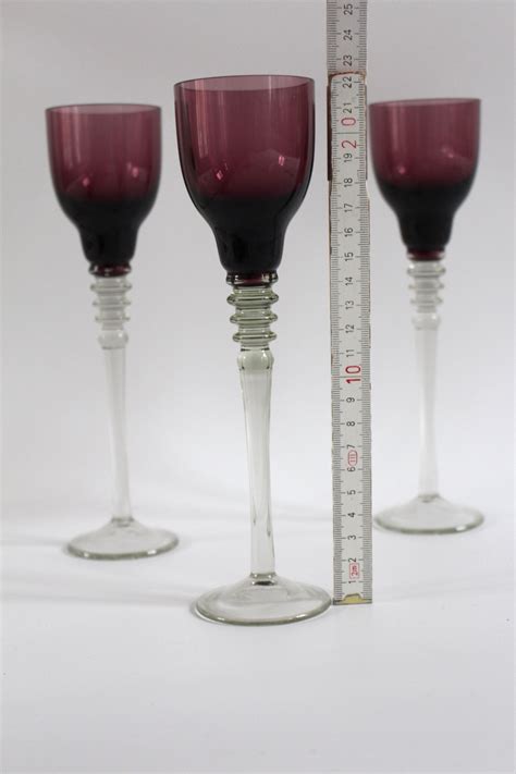 3 Long Stemmed Glasses In Wine Red Craftsmanship Rings On The Etsy