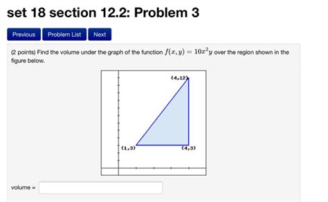 Solved Find The Volume Under The Graph Of The Function Fx