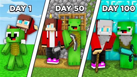 Mikey Andand Jj Survived 100 Days In Minecraft Challenge Maizen Mizen