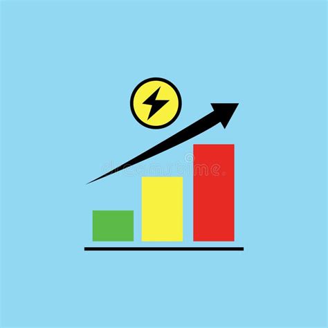 Bar Chart With Rising Exponential Trend And Red Arrow Electricity Price Stock Illustration