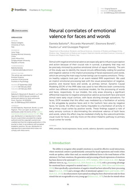 Pdf Neural Correlates Of Emotional Valence For Faces And Words