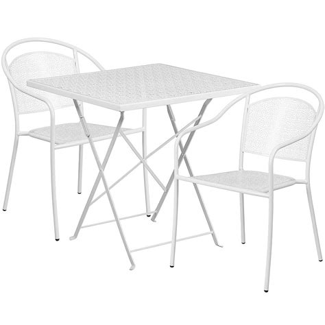 Alamont Home Oia Outdoor Square Contemporary Metal 3 Piece Patio Set