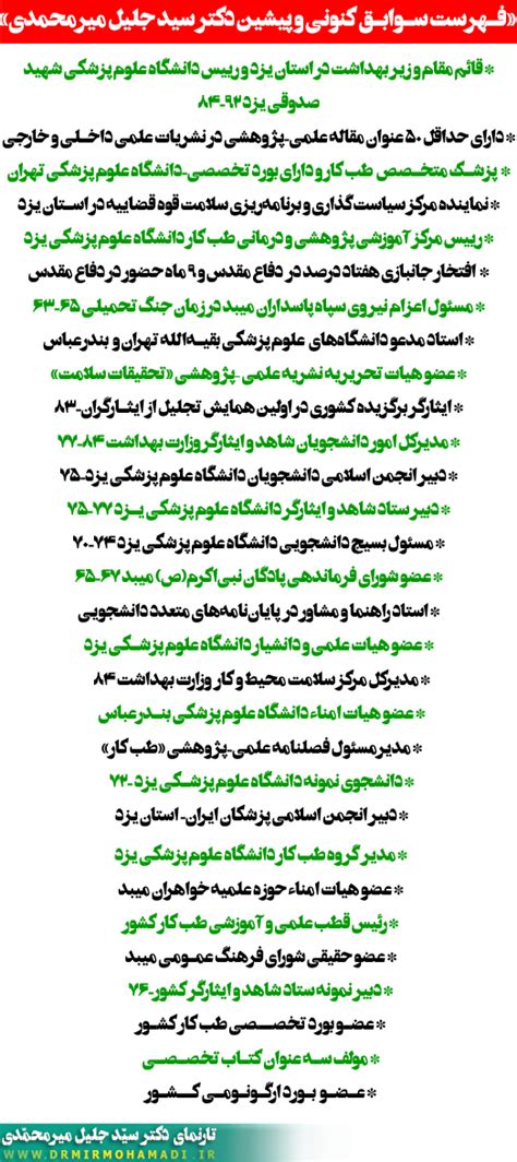 عکس فهرست سوابق دکتر سید جلیل میرمحمدی پایگاه خبری میبدما