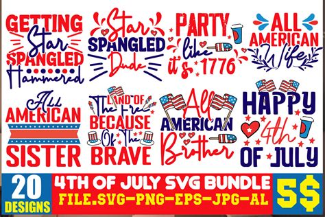 4th Of July Svg Bundle20 Designsmerica Svg Bundle4th Of July Mega