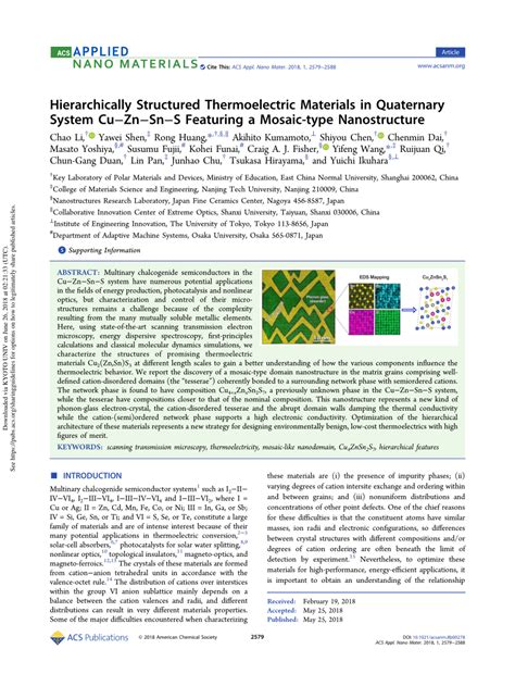 Pdf Hierarchically Structured Thermoelectric Materials In Quaternary