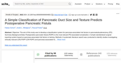 Citation Report A Simple Classification Of Pancreatic Duct Size And