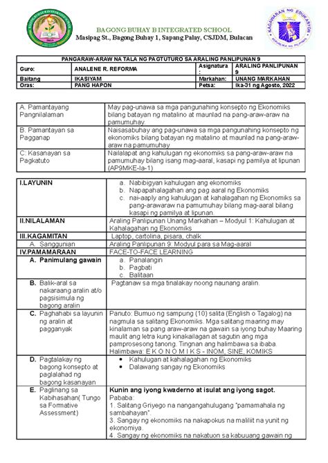Araling Panlipunan Detailed Lesson Plan Examples Lesson Plans – eroppa
