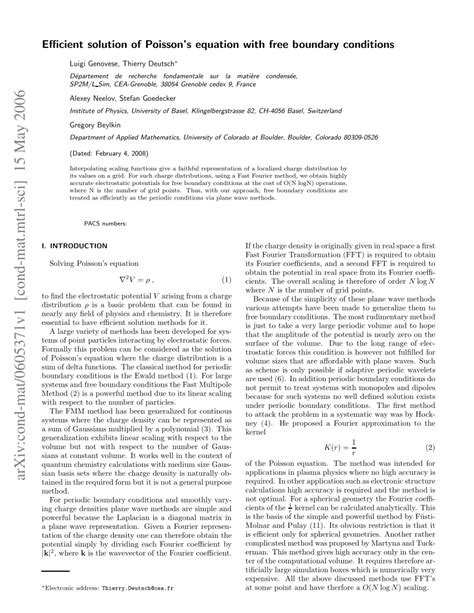 pdf efficient solution of poisson s equation with free boundary
