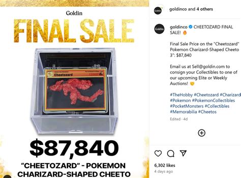 A Cheeto Shaped Like The Beloved Pokémon Charizard Is Auctioned For 87840