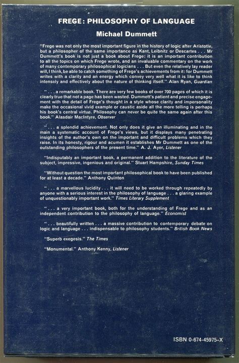 The Interpretation Of Freges Philosophy By Dummett Michael Near Fine Hardcover 1981 First