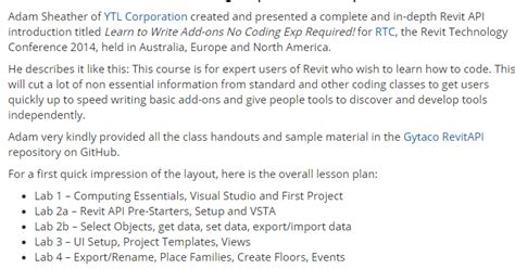 The Revit Saver The Revit Saver S Learning The Revit API Resource List