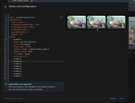 Swipe Card Picture Glance Thumbnails Frontend Home Assistant