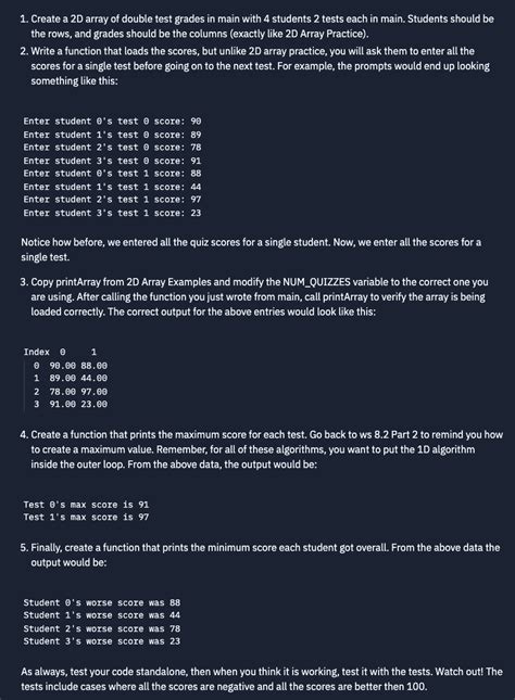 Solved Create A D Array Of Double Test Grades In Main Chegg Com
