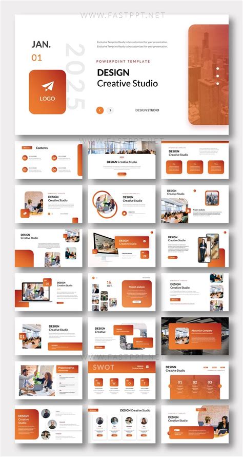 Powerful Gradient Blue Orange Powerpoint Template Original And High