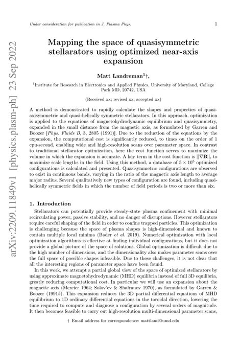 Pdf Mapping The Space Of Quasisymmetric Stellarators Using Optimized