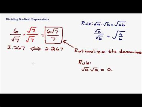 Dividing Radical Expressions Rationalizing The Denominator YouTube