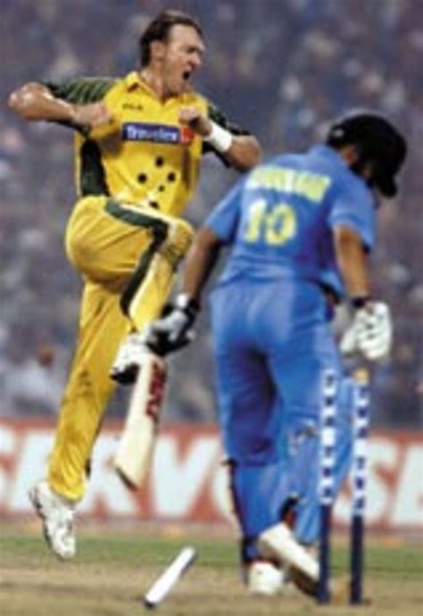 Andy Bichel Celebrates After Clean Bowling Sachin Tendulkar