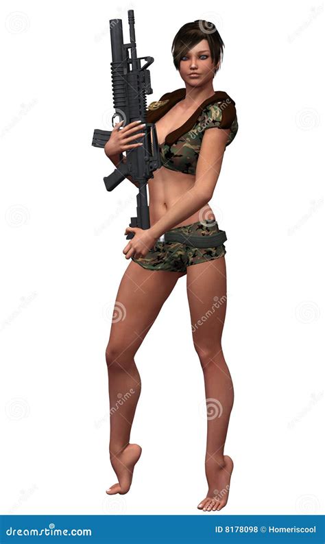 Army Girl With Gun Stock Image 6457057