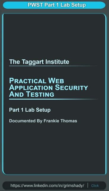 practical web application security and testing part 1 lab setup pdf