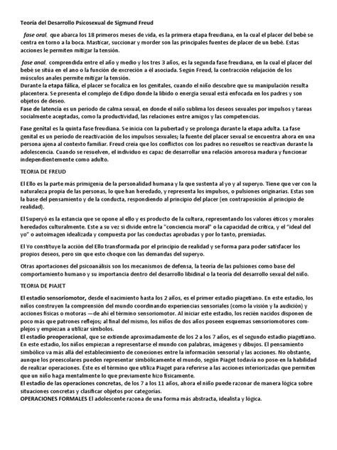 Teoría Del Desarrollo Psicosexual De Sigmund Freud Pdf Sicología