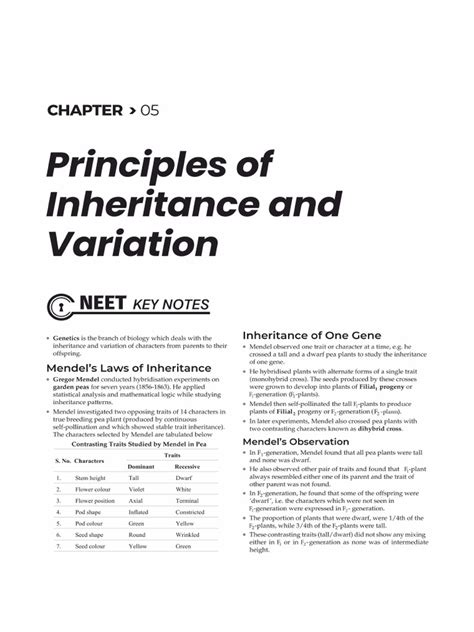 5 principles of inheritance and variation pdf