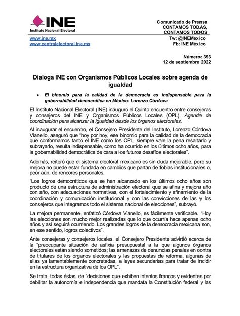 Inemexico On Twitter Boletínine 📝 Dialoga Ine Con Organismos