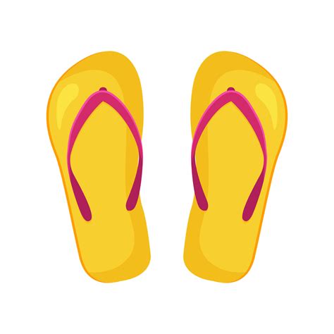 Flip Flops Yellow Beach Shoes Vector Illustration In Flat Cartoon