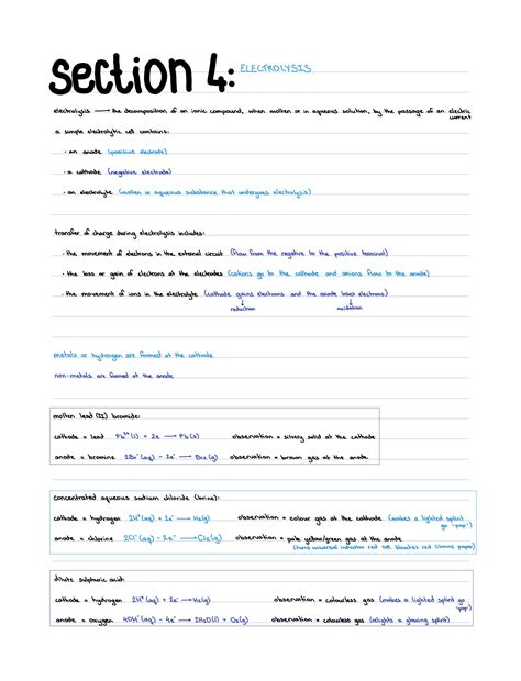 SOLUTION Cie Igcse Chemistry Section 4 Electrolysis Studypool