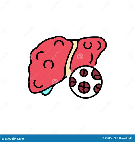 Cirrhosis Fibrosis Color Line Icon Human Diseases Stock Vector