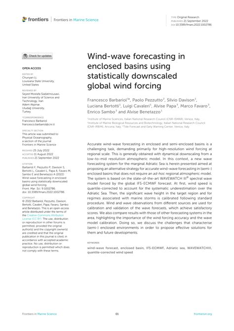 Pdf Wind Wave Forecasting In Enclosed Basins Using Statistically
