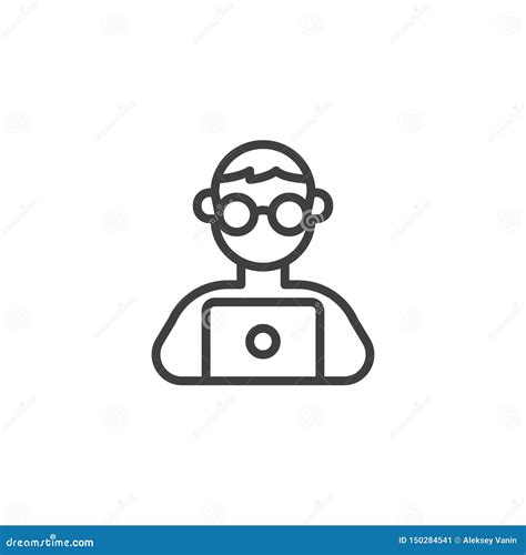 Programmer Line Icon Stock Vector Illustration Of Freelancer 150284541