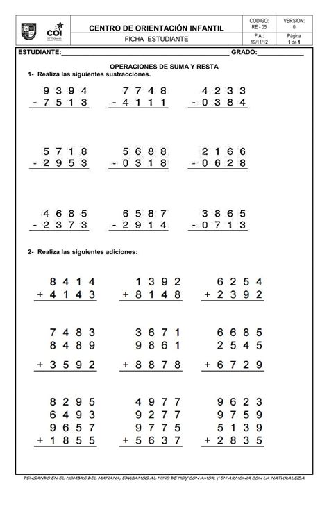 Sumas Y Restas Online Exercise For Cuarto