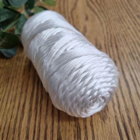 Polyester Macrame Cord 190 200g Roll Shiny Silky White