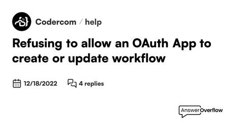 Refusing To Allow An Oauth App To Create Or Update Workflow
