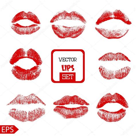 Impresión de labios rosados Ilustración vectorial sobre fondo blanco