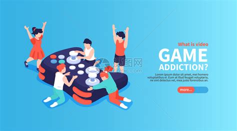 小工具电子游戏成瘾等距海报与儿童青少矢量插图插画图片下载 正版图片300891895 摄图网