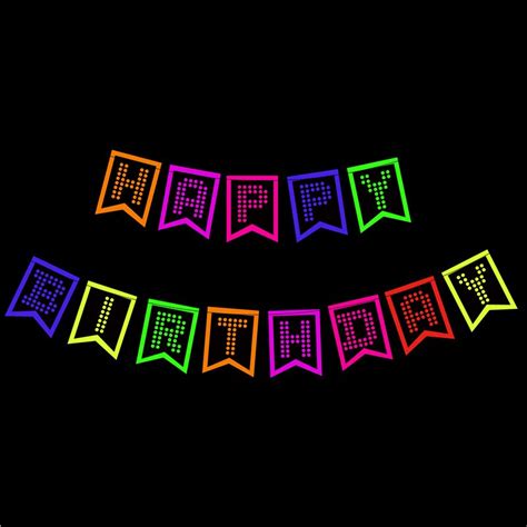 Fluorescent Neon Happy Birthday Banner Stars Fluor Vicedeal