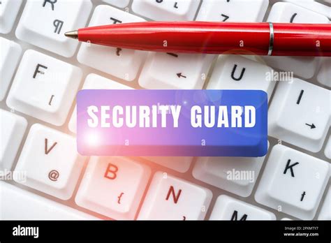Conceptual Display Security Guard Word Written On Tools Used To Manage Multiple Security