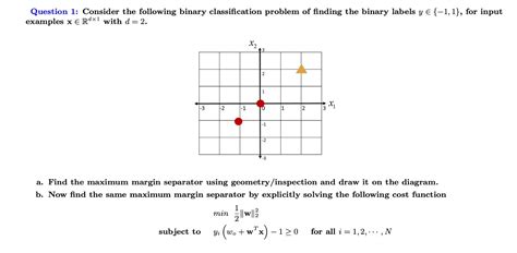 Solved Question 1 Consider The Following Binary Classification