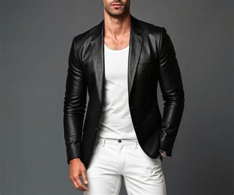 Handmade Slim Fit Leather Blazer Mens Black Sheepskin Jacket Etsy