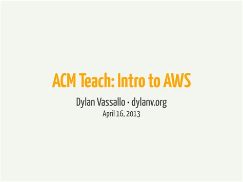 Acm Teach Intro To Aws Speaker Deck