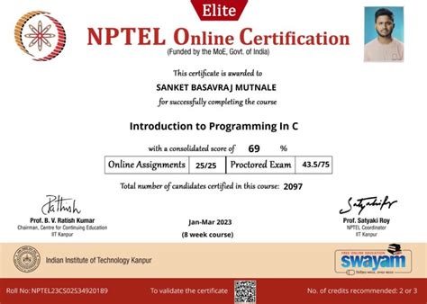 sanket mutnale on linkedin introduction to programing in c nptel