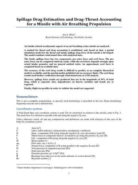 중요 미슬 Spillage Drag Estimation Pdf Jet Engine Aerodynamics