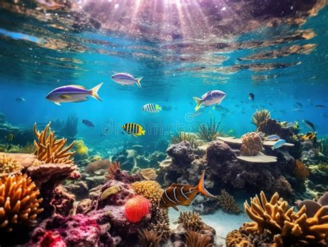 Ai Generated Illustration Wildlife Concept Of Sea Life Colors Stock